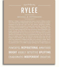 Rylee Personalized Name Meaning Art Prints – Name Stories