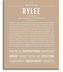 Rylee Personalized Name Meaning Art Prints – Name Stories