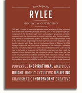 Rylee Personalized Name Meaning Art Prints – Name Stories