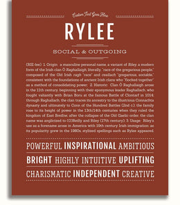 Rylee Personalized Name Meaning Art Prints – Name Stories