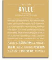 Rylee Personalized Name Meaning Art Prints – Name Stories