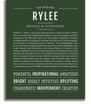 Rylee Personalized Name Meaning Art Prints – Name Stories