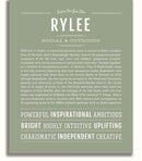 Rylee Personalized Name Meaning Art Prints – Name Stories