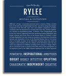 Rylee Personalized Name Meaning Art Prints – Name Stories