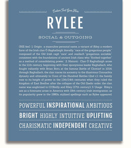 Rylee Personalized Name Meaning Art Prints – Name Stories