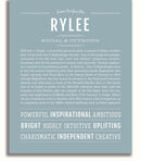 Rylee Personalized Name Meaning Art Prints – Name Stories