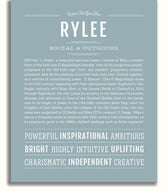Rylee Personalized Name Meaning Art Prints – Name Stories
