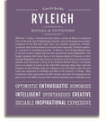 Ryleigh Personalized Name Meaning Art Prints – Name Stories