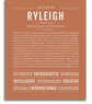 Ryleigh Personalized Name Meaning Art Prints – Name Stories