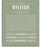 Ryleigh Personalized Name Meaning Art Prints – Name Stories