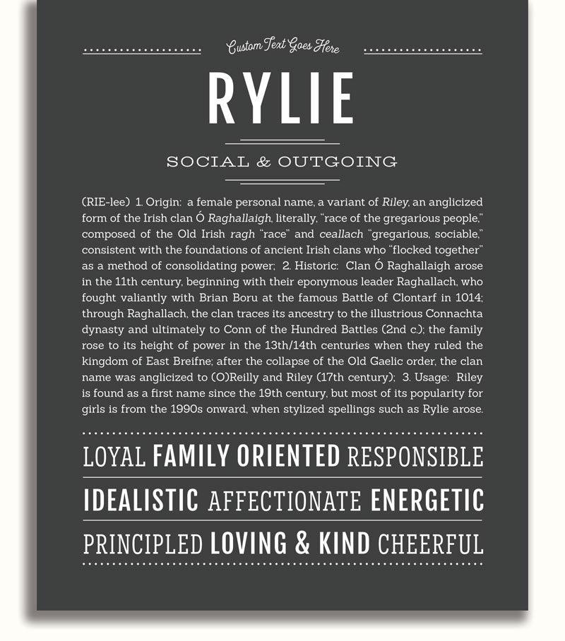Rylie Personalized Name Meaning Art Prints – Name Stories