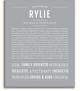 Rylie Personalized Name Meaning Art Prints – Name Stories
