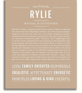 Rylie Personalized Name Meaning Art Prints – Name Stories