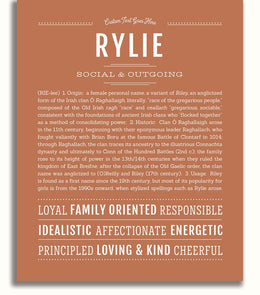 Rylie Personalized Name Meaning Art Prints – Name Stories