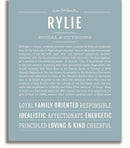 Rylie Personalized Name Meaning Art Prints – Name Stories