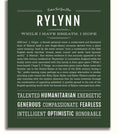 Rylynn Personalized Name Meaning Art Prints – Name Stories
