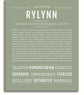 Rylynn Personalized Name Meaning Art Prints – Name Stories