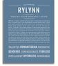 Rylynn Personalized Name Meaning Art Prints – Name Stories