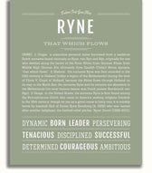 Ryne Personalized Name Meaning Art Prints – Name Stories