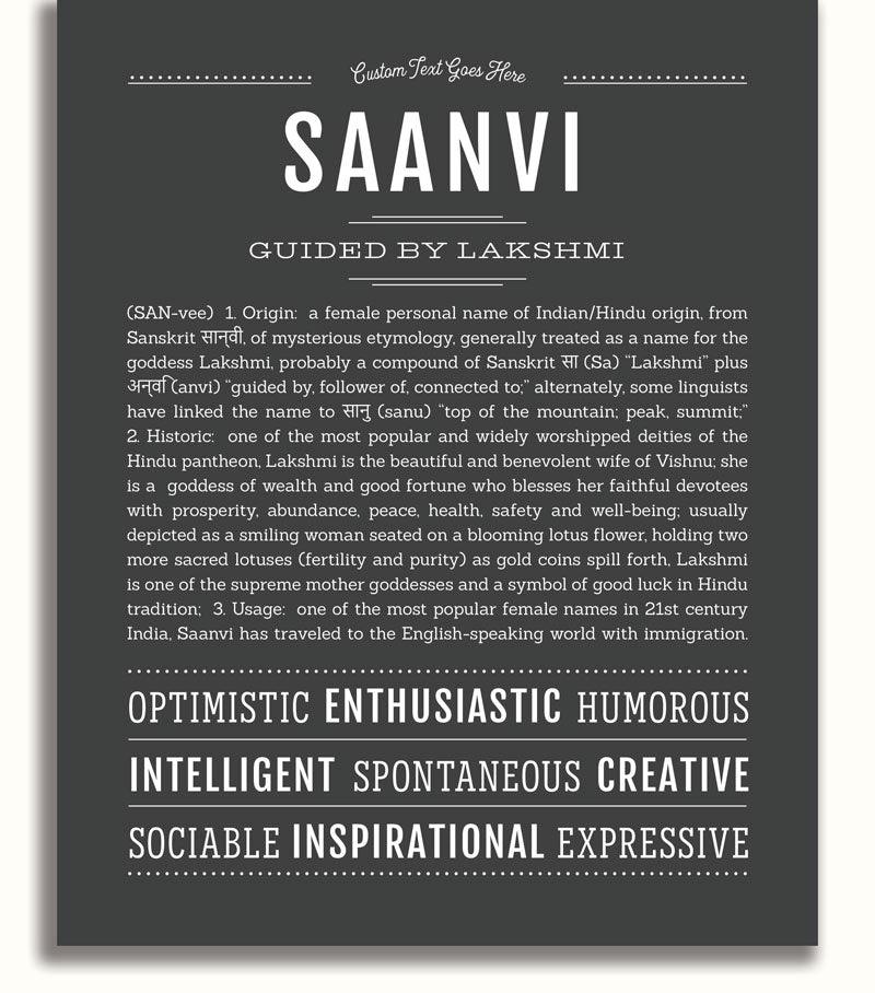 Saanvi Personalized Name Meaning Art Prints – Name Stories