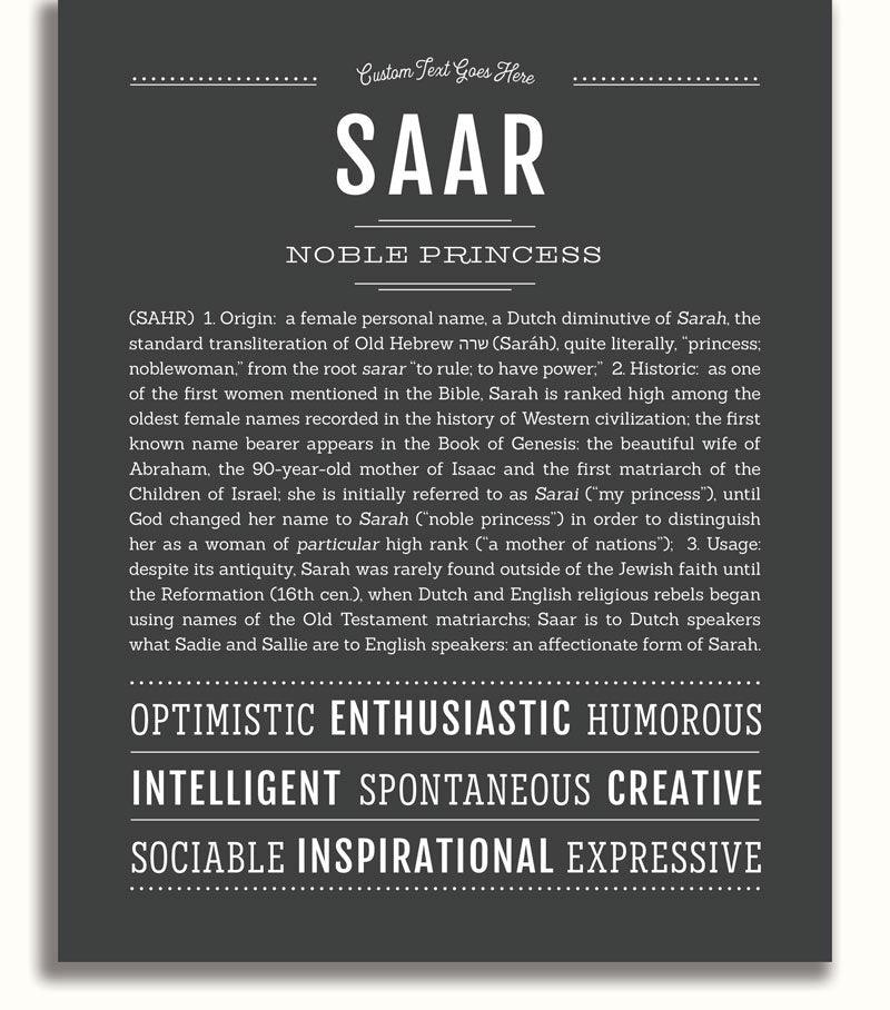Saar Personalized Name Meaning Art Prints – Name Stories