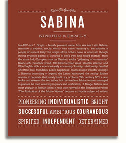 Sabina Personalized Name Meaning Art Prints – Name Stories