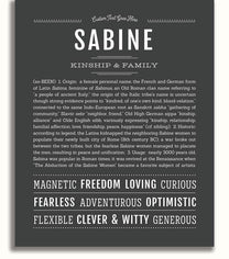 Sabine Personalized Name Meaning Art Prints – Name Stories