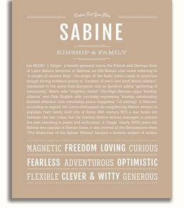 Sabine Personalized Name Meaning Art Prints – Name Stories