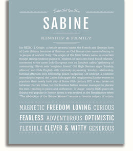 Sabine Personalized Name Meaning Art Prints – Name Stories