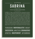Sabrina Personalized Name Meaning Art Prints – Name Stories