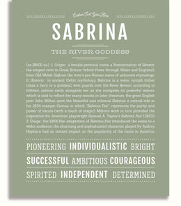 Sabrina Personalized Name Meaning Art Prints – Name Stories