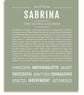 Sabrina Personalized Name Meaning Art Prints – Name Stories