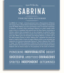 Sabrina Personalized Name Meaning Art Prints – Name Stories