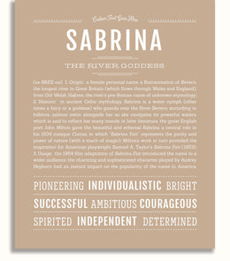 Sabrina Personalized Name Meaning Art Prints – Name Stories