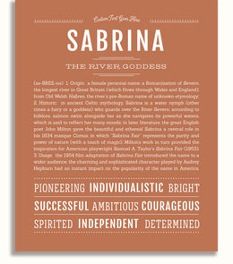 Sabrina Personalized Name Meaning Art Prints – Name Stories