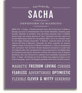 Sacha Personalized Name Meaning Art Prints – Name Stories