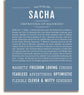 Sacha Personalized Name Meaning Art Prints – Name Stories