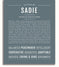 Sadie Personalized Name Meaning Art Prints – Name Stories