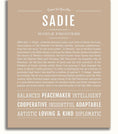 Sadie Personalized Name Meaning Art Prints – Name Stories