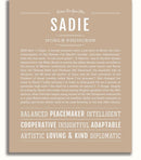 Sadie Personalized Name Meaning Art Prints – Name Stories