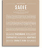 Sadie Personalized Name Meaning Art Prints – Name Stories