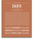 Sadie Personalized Name Meaning Art Prints – Name Stories