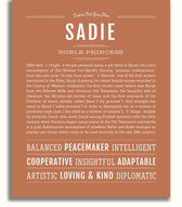 Sadie Personalized Name Meaning Art Prints – Name Stories
