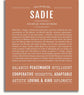 Sadie Personalized Name Meaning Art Prints – Name Stories