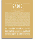 Sadie Personalized Name Meaning Art Prints – Name Stories