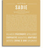 Sadie Personalized Name Meaning Art Prints – Name Stories