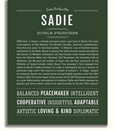 Sadie Personalized Name Meaning Art Prints – Name Stories