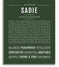 Sadie Personalized Name Meaning Art Prints – Name Stories