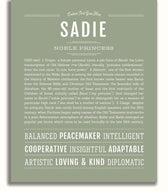 Sadie Personalized Name Meaning Art Prints – Name Stories