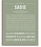 Sadie Personalized Name Meaning Art Prints – Name Stories